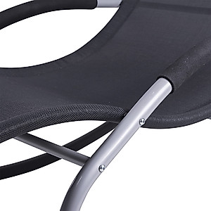 Outsunny Zero Gravity Rocking Chair Outdoor Chaise Lounge Chair Recliner Rocker with Detachable Pillow and Weather-Resistant Fabric for Patio, Deck, Pool, Black