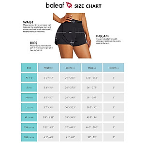 BALEAF Women's Workout Running Shorts 2 in 1 Spandex High Waisted 3" Athletic Shorts with Liner Pockets Black S