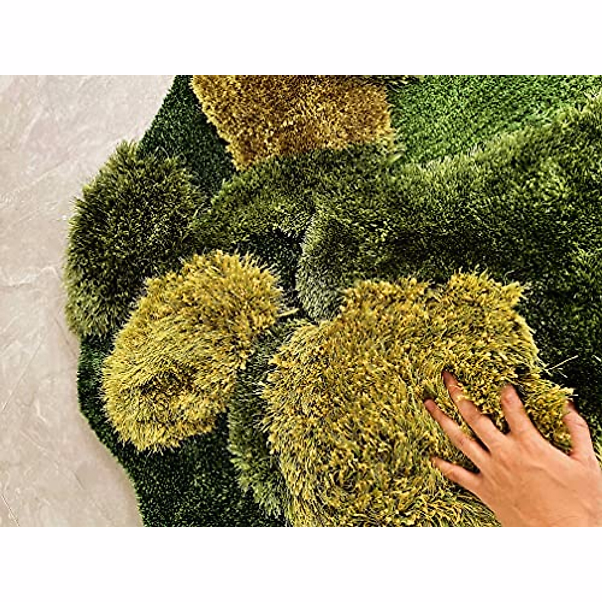 lzteck Patchwork,Abstract,Geometric Shag, Artificial Grass Area Rug, Fake Grass Moss Tundra Rugs, Fluffy Kids Toddles Carpets, Living Room,Nursery Mats,Balcony,Patio Rugs 2.6x3.9ft