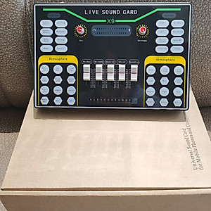 X9 Mini Audio Mixer Sound Card With Dsp Independent Reverb Chip, 48V Power Multiple Sound Effects For Live Streaming Studio Recording Karoke Singing For PC Or Mobile Phone…