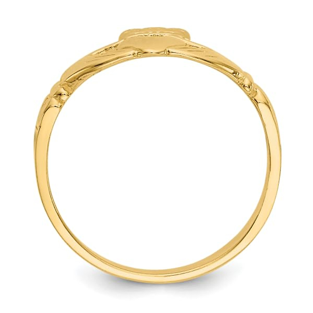 14K Yellow Gold Irish Heart Love Claddagh Ring Size 3