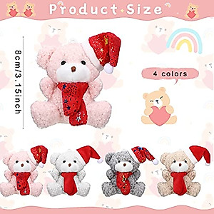 Zomiboo 12 Pcs Easter Bunny Bear Koala 4 Inch Mini Animal Plush Toys Soft Cute Dolls Sleeping and Playing Stuffed Toys Gifts for DIY Baby Shower Party(Bear with Hat,Pink/Yellow/White/Gray)