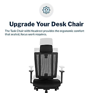 Vari Task Chair with Headrest (VariDesk) - Adjustable Height Computer Chair With Armrests & Casters - Breathable Mesh Desk Chair w/Maximum Lumbar Support - Easy Assembly Ergonomic Office Chair (Black)