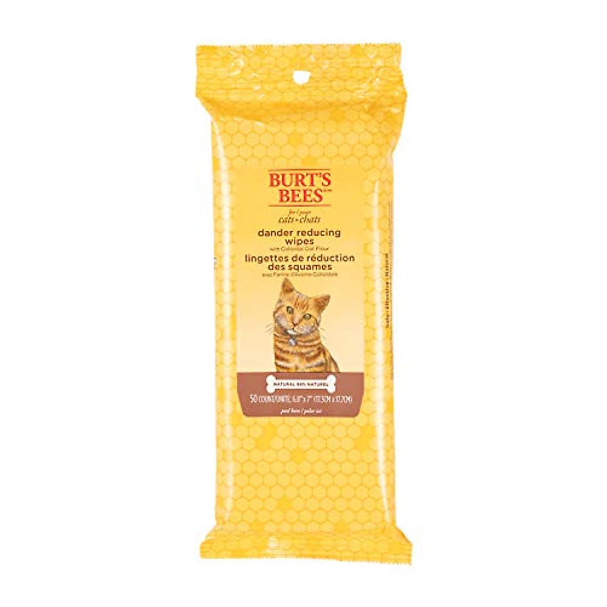 Burt's Bees for Cats Natural Dander Reducing Wipes | Kitten and Cat Wipes for Grooming, 50 Count | Cruelty Free, Sulfate & Paraben Free, pH Balanced for Cats - Made in the USA