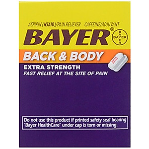 Bayer Extra Strength Caplets, Extra Strength Back & Body Pain Aspirin, 50 ct