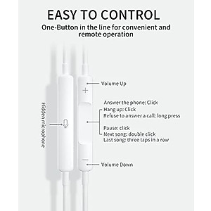 Earphones USB C Headphones, Type C Wired in-Ear Earbuds with Microphone and Volume Control Earbuds, Compatible with Samsung S20/S21,Huawei P20 pro/ P30/P40,Google Pixel 3/4/XL