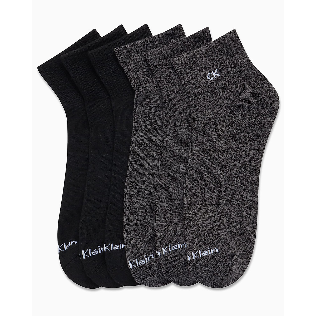 Calvin Klein Men's Socks - Cushioned Above Ankle Athletic Mini-Crew Socks (6 Pack), Size 7-12, GreyBlack