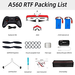 Radiolink A560 Ready to Fly (RTF) 3D RC Airplane 580mm Wingspan with Byme-A Gyro FC, 6 Flight Modes, Brushless Motor 15A ESC RC Plane, T8S TX & R8XM RX Voltage Telemetry for Beginner or Experienced