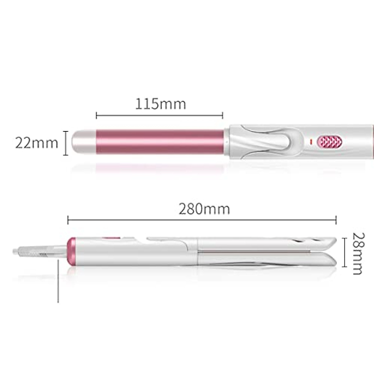 ABHI 2 in 1 Ionic Hairstyling Flat Irons & Hair Curler with Dual-Layer 200°C Constant Temperature Travel Straightening Styler 28mm/22mm Straight and Curl Hair Iron Straightener - White