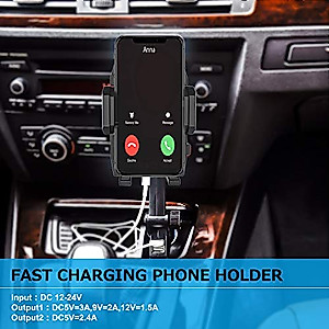 woleyi Fast Charging Car Phone Holder, Dual USB Port Car Charger Mount 360 Degree for iPhone 11 Pro Max 11 Xr Xs 8 Plus 8 and All 3.5-6.8 Inch Smartphones