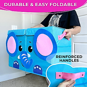 QUOKKA Toy Chest Storage Boxes for Boys and Girls Large Giraffe, Large Elephant & Large Koala - Fabric Foldable Bin for Playroom