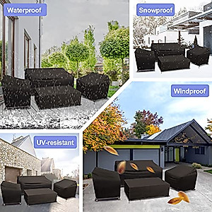 Outrora Patio Furniture Set Cover, 4 Piece Outdoor Furniture Covers Waterproof, All Weather Protection 600D Heavy Duty Patio Sofa Covers