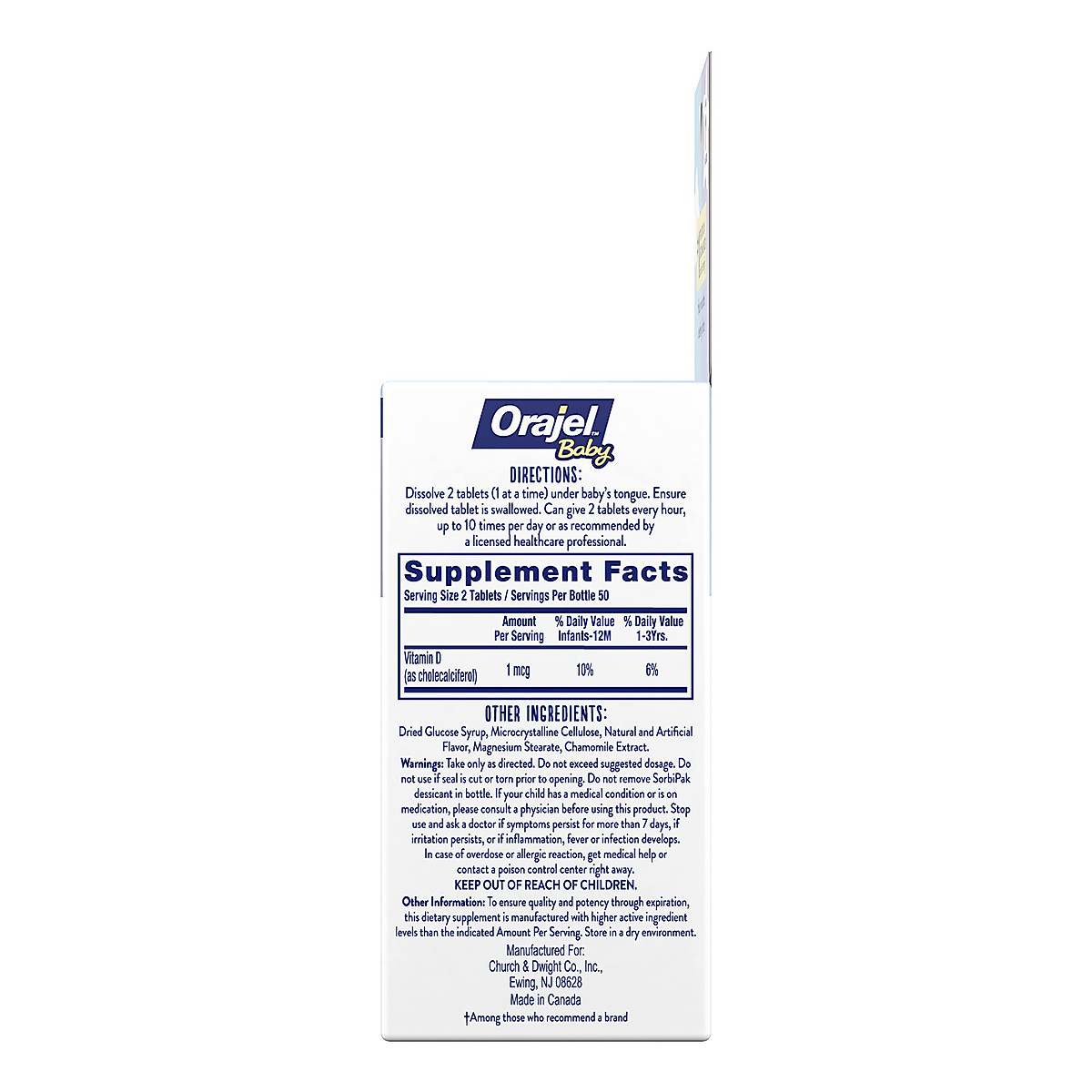 Orajel Baby Cooling Tablets for Teething with Vitamin D, 100 Quick Dissolve Tablets,White