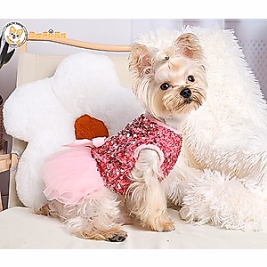 Dog Sweaters for Small Dogs Girl Winter Puppy Wedding Dress Cold Weather Pet Clothes Outfits Fleece Warm Doggie Apparel for Chihuahua Yorkie Teacup Clothing (Small, Pink)