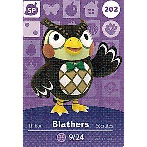 Nintendo Animal Crossing Happy Home Designer Amiibo Card Blathers 202/300 USA Version