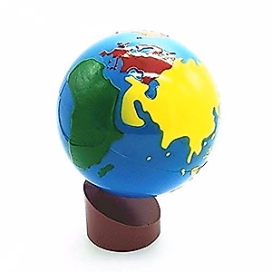 Danni Baby Earth Globe Toys Montessori Earth Globe Plastic and Wood Material Learn to Know World Children Early Learning Teaching Aids (White)