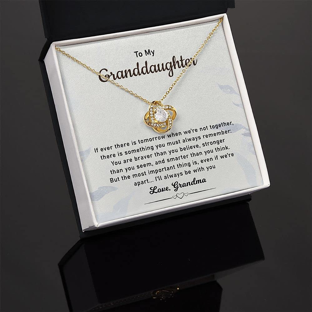 Jewelayer To My Granddaughter Unique Love Knot Necklace From Grandma Grown Up Granddaughter Jewelry Birthday, Wedding Day Gift From Grandma. (A)- 18K Yellow Gold Finish (Standard Box)