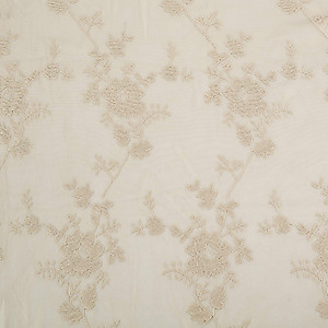 No. 918 Alison Floral Lace Sheer Rod Pocket Window Tie-up Shade, 58" x 64", Stone