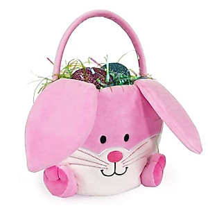 Large Easter Basket for Kids, Giant Easter Basket for Girls Easter Egg Basket Easter Bucket Cute Easter Basket Large Bunny Easter Basket, Pink Easter Basket with Handle, Big Easter Basket Bag