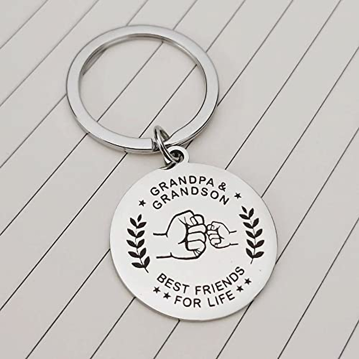 Grandpa Grandson Birthday Gifts, Grandson Grandfather Keychain, Grandad Father's Day Gifts from Grandchildren Grandson Birthday Gifts from Grandpa Keyring