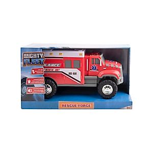 Mighty Fleet Rescue Force 12" Tough Cab Ambulance Toy w/Lights & Sounds, Realistic Design for Rugged Play, Ages 3+, Free Wheeling Play