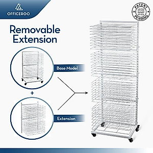 OFFICEROO Art Drying Rack for Classroom - 36 Removable Shelves - Efficient and Organized Drying Rack Art for Students' Masterpieces - Sturdy Paint Drying Rack with Lockable Wheels