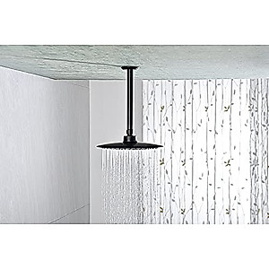 Anpean 8 Inch Shower Arm and Flange Matte Black, Ceiling Mounted Shower Arm for Rain Shower Head