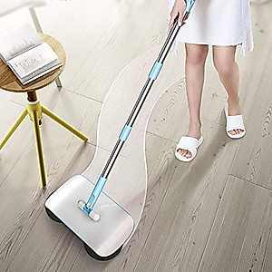Hand Push Sweeper, Household Hand Sweeping Machine, Non Electric Sweeper Mop Broom Dustpan Floor Cleaning Tools for Cleaning Hair, Fruit Shell, Dust, etc - Angle Changable Freely(Blue)