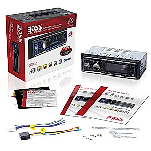 BOSS Audio Systems 611UAB Multimedia Car Stereo - Single Din, Bluetooth Audio and Hands-Free Calling, Built-in Microphone, MP3 Player, No CD/DVD Player, USB Port, AUX Input, AM/FM Radio Receiver