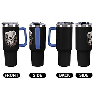 Koala Family 40 Oz Car Cup Stainless Steel Travel Mug Leak-Proof Insulated Tumbler with Handle Deep Blue-style