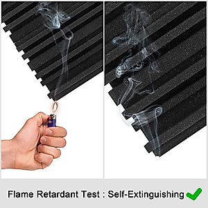 Acoustic Studio Absorption Foam Panel 24 Pack 2'' X 12'' X 12'' Broadband Sound Absorber-Sound Proof Padding Soundproofing Studio Foam -Periodic Groove Structure (24 Square Feet Black)