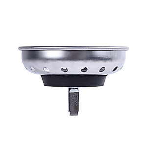 VARNAHOME Kitchen Drop-In Post Basket Strainer Replacement for US Standard Drains (3-1/2"), Premium 304 Stainless Steel Body W/Rubber Stopper 1 Pack