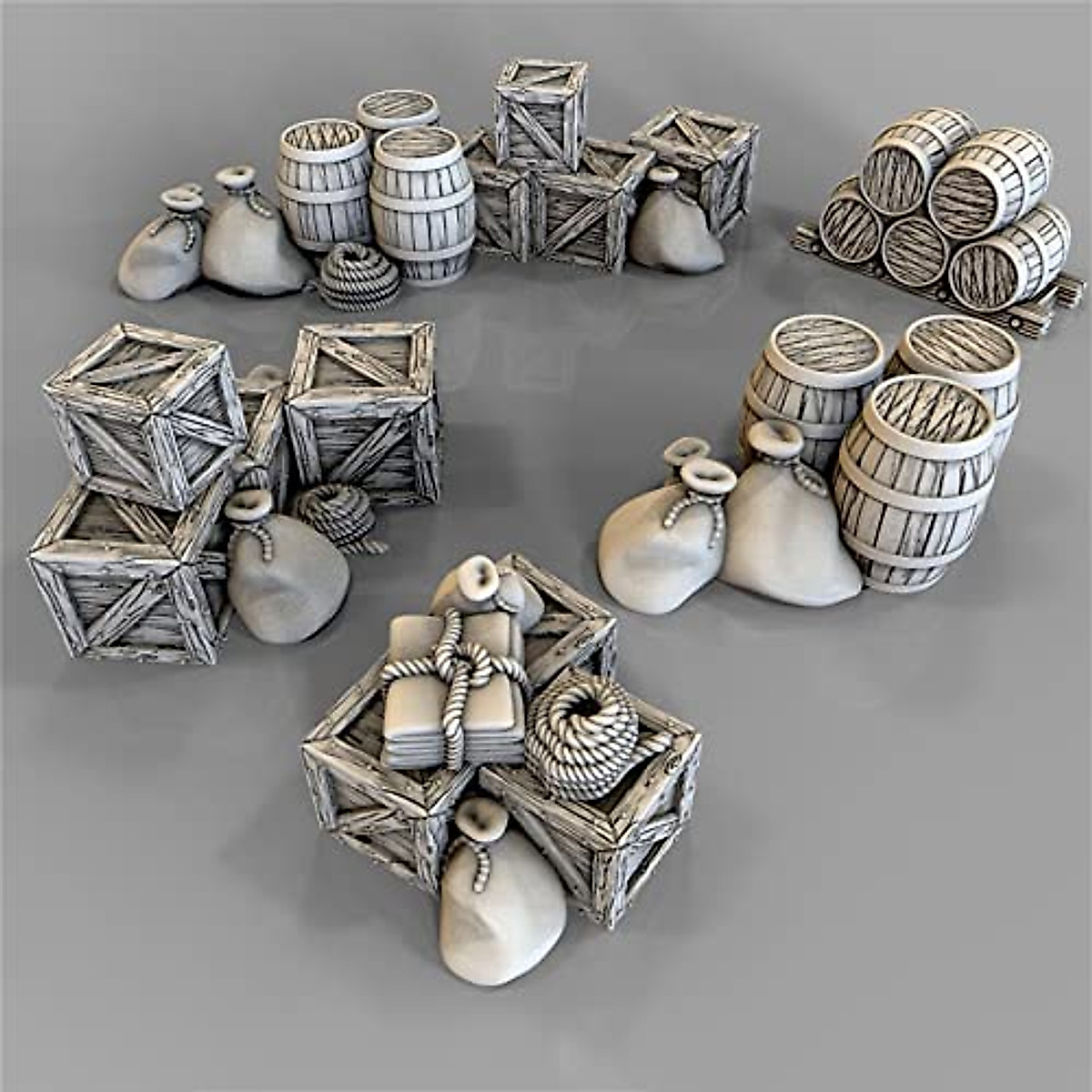 Cargo Piles Scatter Terrain DND Scenery Terrain 3D Printed 28mm Paintable Miniatures for Dungeons and Dragons Pathfinder, Warhammer 40k Tabletop Games
