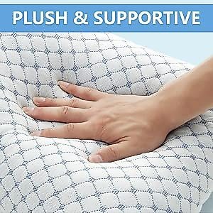 KHHMNB (2023 Upgrade) Side Sleeper Pillow for Neck and Shoulder Pain, Cooling Pillow with Two Sides of Specially Designed-One Side Ice Silk, One Side Rayon, Queen Size Set of 2