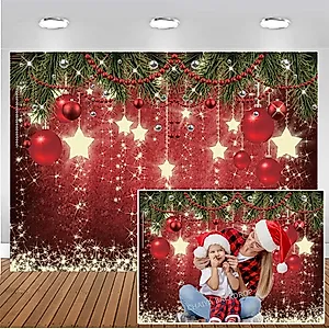 CHAIYA 10x8ft Christmas Red Photography Backdrop Christmas Theme Backdrop New Year Decoration Background Family Party Baby Shower Decorations CY-128