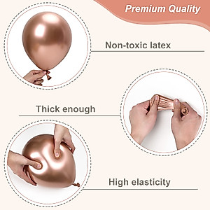 RUBFAC Rose Gold Valentine's Day Balloons Different Sizes 105pcs 5/10/12/18 Inch Metallic Rose Gold Balloon Garland Kit for Birthday Bachelorette Party Wedding Bridal Party Decoration