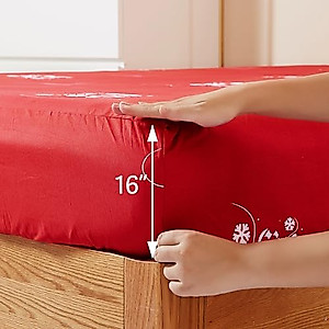 Vaulia Soft Microfiber Sheets, Print Pattern Christmas Holidays, Jingling Bell and Reindeer Print 4-Piece Set (1 Fitted Sheet 1 Flat Sheet 2 Pillowcases), Full Size