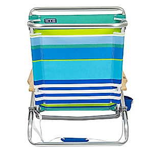 RIO beach Classic 5-Position Lay-Flat Folding Beach Chair, 30.8" x 24.75" x 29.5", Cool Blue Stripes