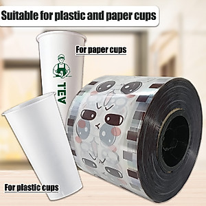 VorChef Cup Sealing Film Tea Cup Sealing Film Boba Cup Sealer Film 90-105 mm 3000 Cups for PP Plastic and Paper Cups (White)