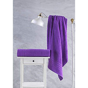 Hammam Linen Bath Sheet Towels 6 Pieces Bundle | Includes: 2 Luxury Bath Sheet Towels, 4 Hand Towels | Quality, Soft Towel Set | Purple