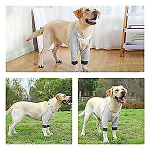 ROZKITCH Dog Surgery Recovery Sleeve for Front Legs, Pet Prevent Licking Wound Elbow Brace Protector, Dog Recovery Suit Cone Collar Alternative for Sprain ACL CCL Arthritis Grey 2XL