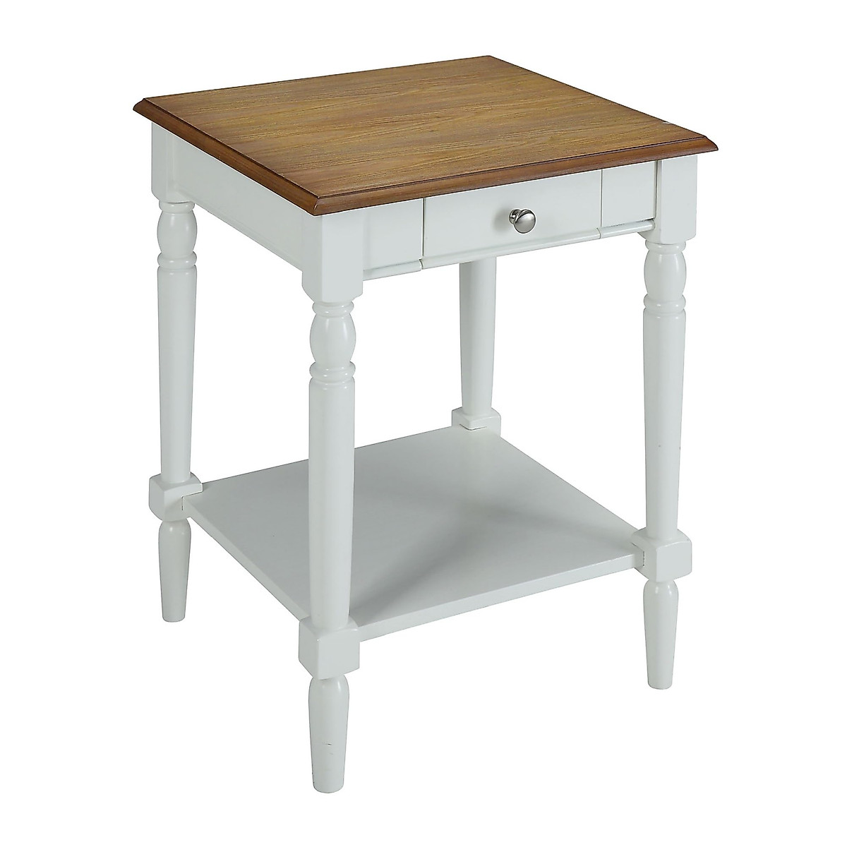 Convenience Concepts French Country 1 Drawer End Table with Shelf, Driftwood/White