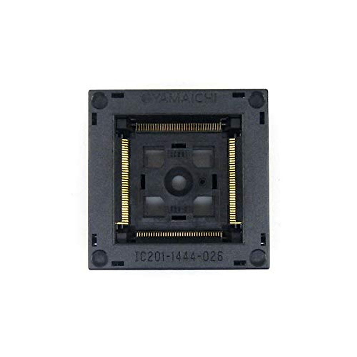 QFP144 Coverless Programming Adapter Socket/Burning Socket/IC Test Socket IC201-1444-026, 144-Pin, 0.5mm Pitch, IC Test Burn-in Socket, Applied to QFP144, TQFP144, FQFP144, PQFP144 Packages.