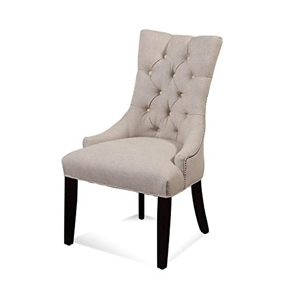 Basset Mirror Company Fortnum Wood II Dining Chair in Natural Fabric with Wood Frame
