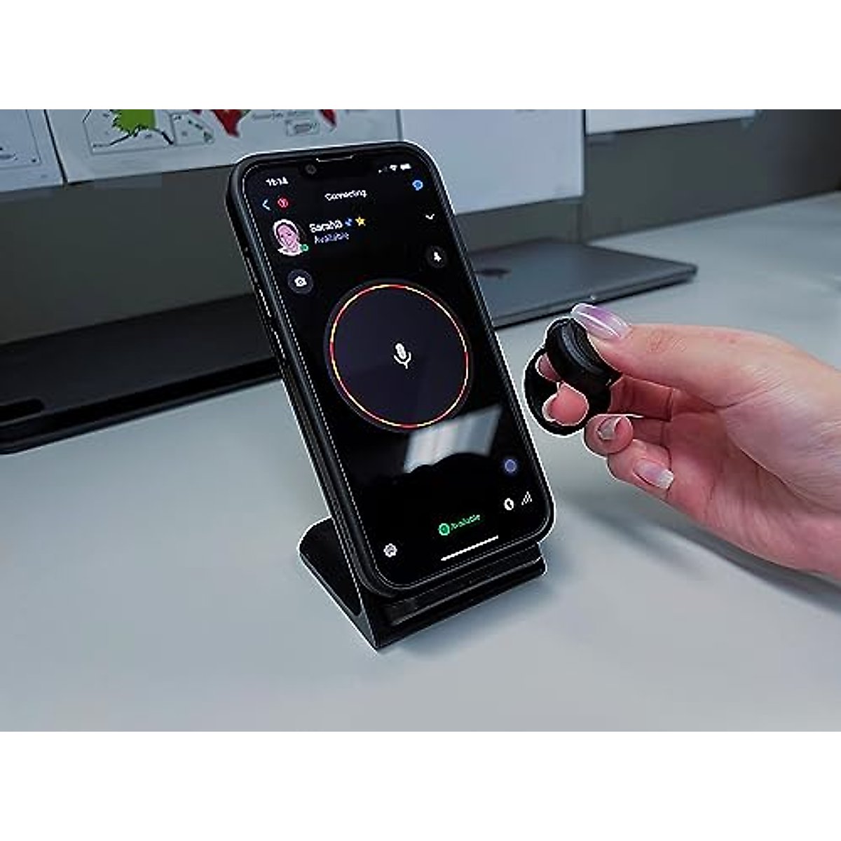 PRYMEBLU® Bluetooth Wireless PTT Button Switch ZELLO, Wave Communicator, ESChat, Unity, Streamwide and Many Other PoC Push-to-Talk Apps (BT-PTT-ZU-Super Mini-Strap)