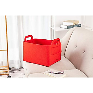 Storage Basket Felt Storage Bin Collapsible & Convenient Box Organizer with Carry Handles for Office Bedroom Closet Babies Nursery Toys DVD Laundry Organizing