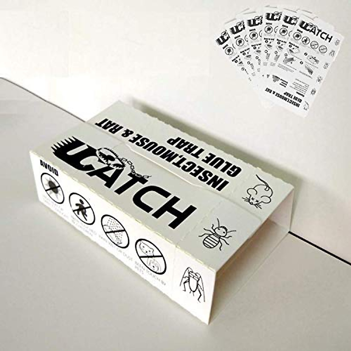 UCatch 6 Pack of Ultra-Sticky Insect, Mouse, Rat, Glue Board Pest Trap - Foldable Pest Jail, Nontoxic, Peanut Butter Scented - Foolproof and Handy with Super-Stick Formula