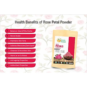 Herbs Botanica Rose Petal Powder Organic For Face Mask DIY masks | Skin Care, Aromatherapy | Natural and Chemical Free | No Added Preservatives or Colors 100g / 3.52 oz