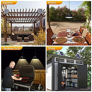 Solar Lights Indoor Outdoor Home IP65 Waterproof 120LED Solar Pendant Light with Dimmable Remote Control Cool Warm White Bright Solar Celing Light for Shed Storage Bathroom Barn Porch Balcony Carport