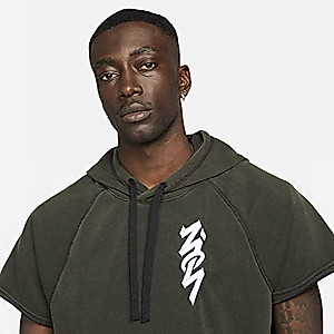NIke Jordan Dri-FIT Zion Men's Cutoff Hoodie (Medium, Black/White)